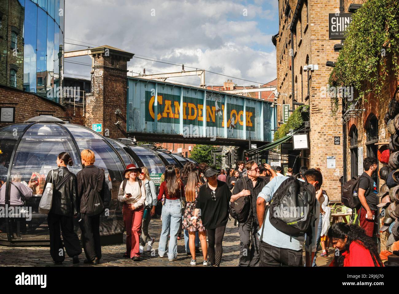 Camden Lock Market, busy with tourists, Camden Town, London, England ...