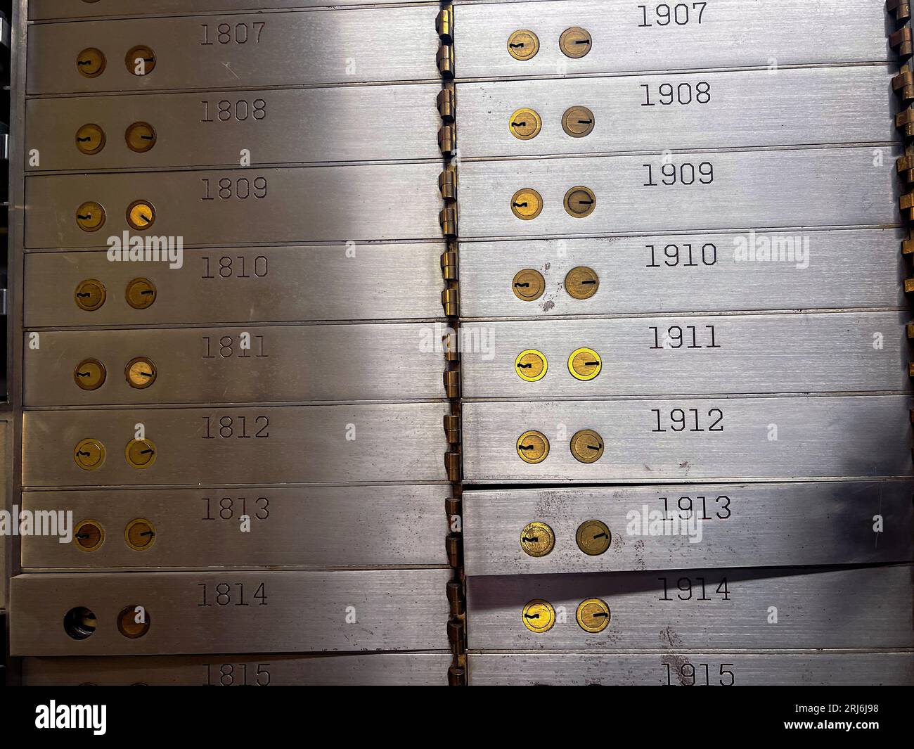 A row of secure lock boxes in a bank Stock Photo - Alamy