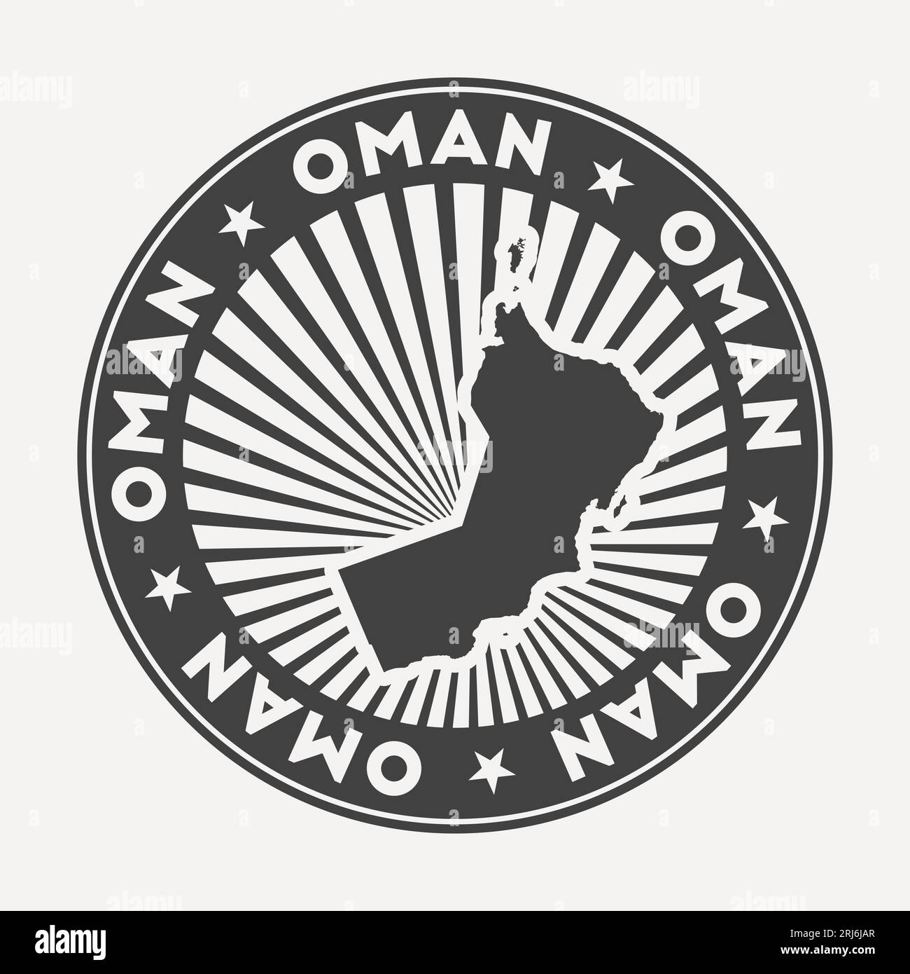Oman round logo. Vintage travel badge with the circular name and map of ...