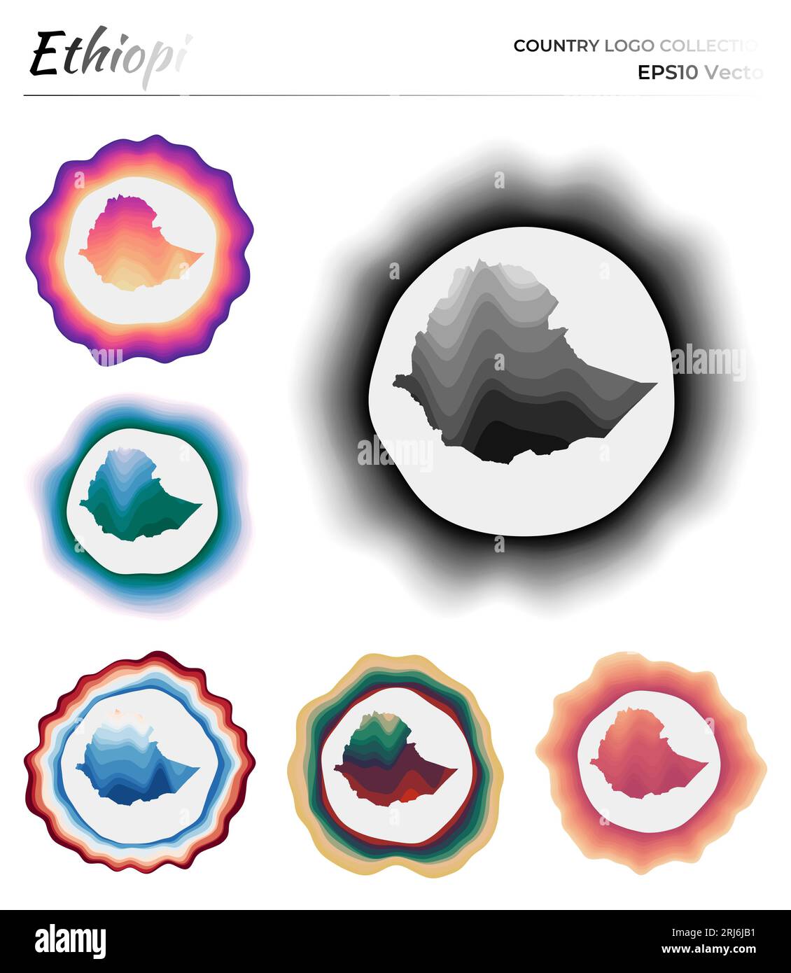 Ethiopia logo collection. Colorful badge of the country. Layers around ...