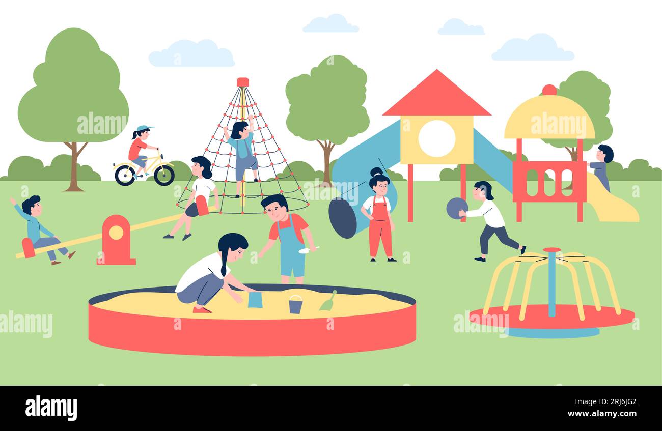 Children playing on slide illustration Stock Vector Images - Alamy