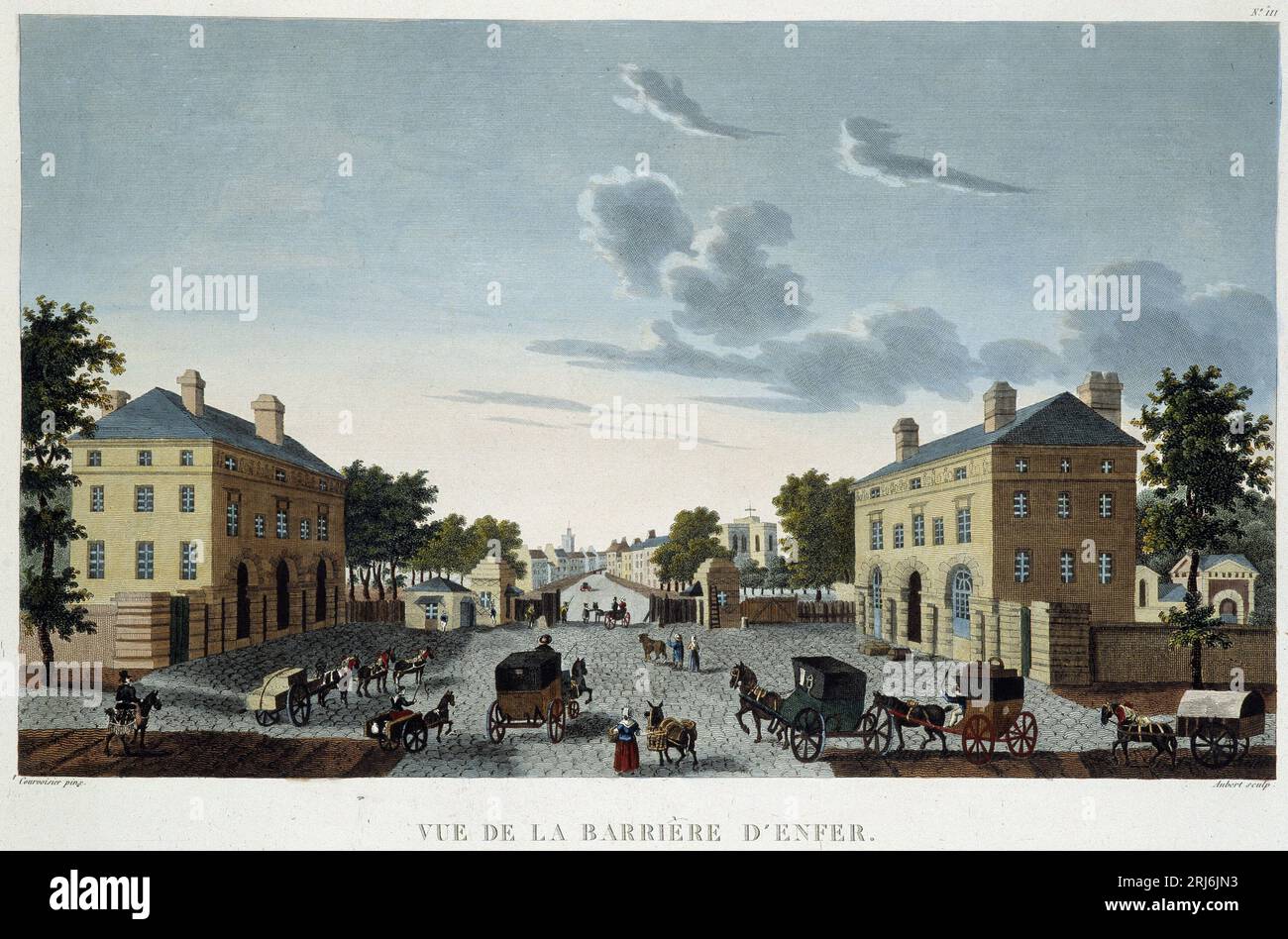 La barriere d'Enfer, vers 1820 - in "Vues de Paris" de Courvoisier ...