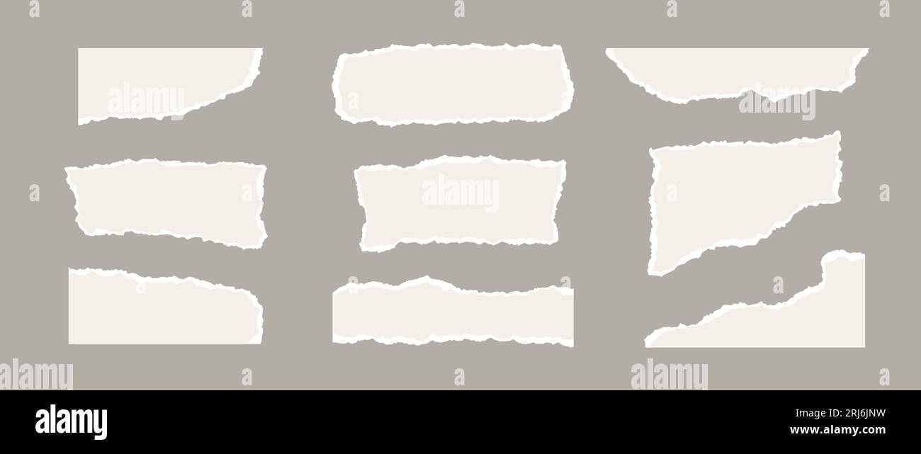 Torn paper pieces set. Light beige shapes with jagged uneven edges ...