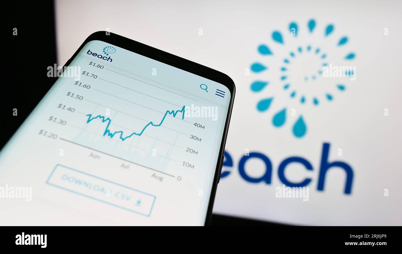 Mobile phone with website of Australian oil company Beach Energy ...