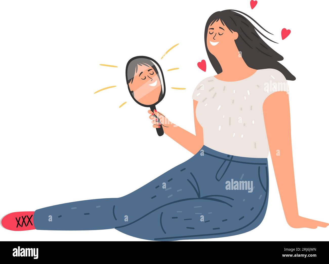 Love Yourself Self Acceptance Concept Happy Beautiful Woman Looking