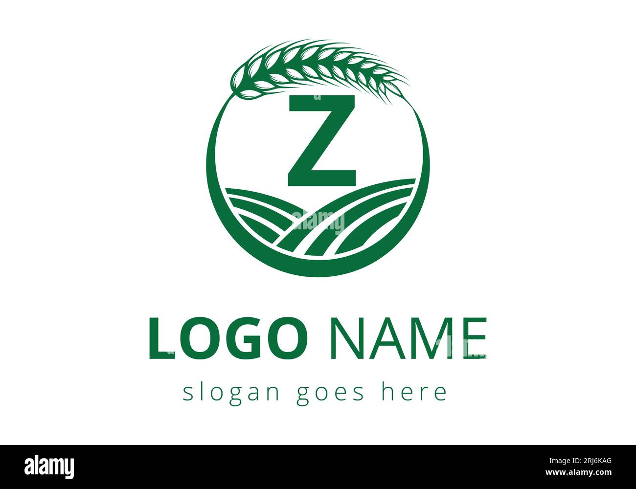 letter Z sign symbol with wheat ears wreath. Agriculture Logo Farming ...