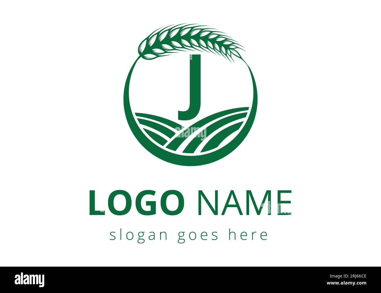 letter J sign symbol with wheat ears wreath. Agriculture Logo Farming ...