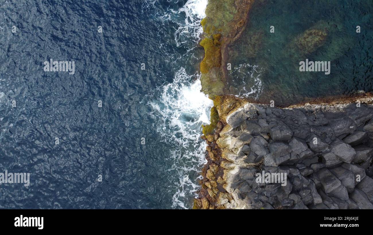 Aerial photography of the Azores Islands, Portugal taken from a drone ...