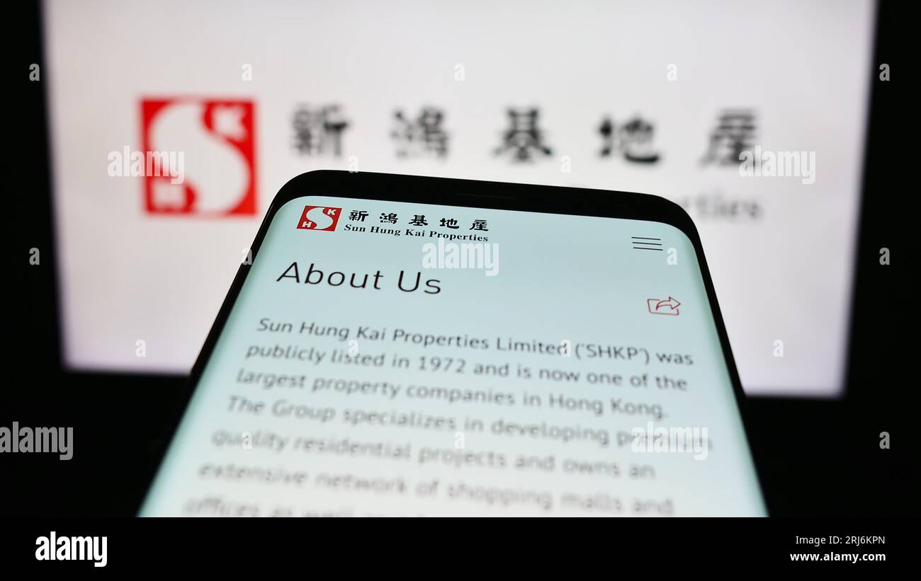 Mobile phone with webpage of company Sun Hung Kai Properties Limited ...