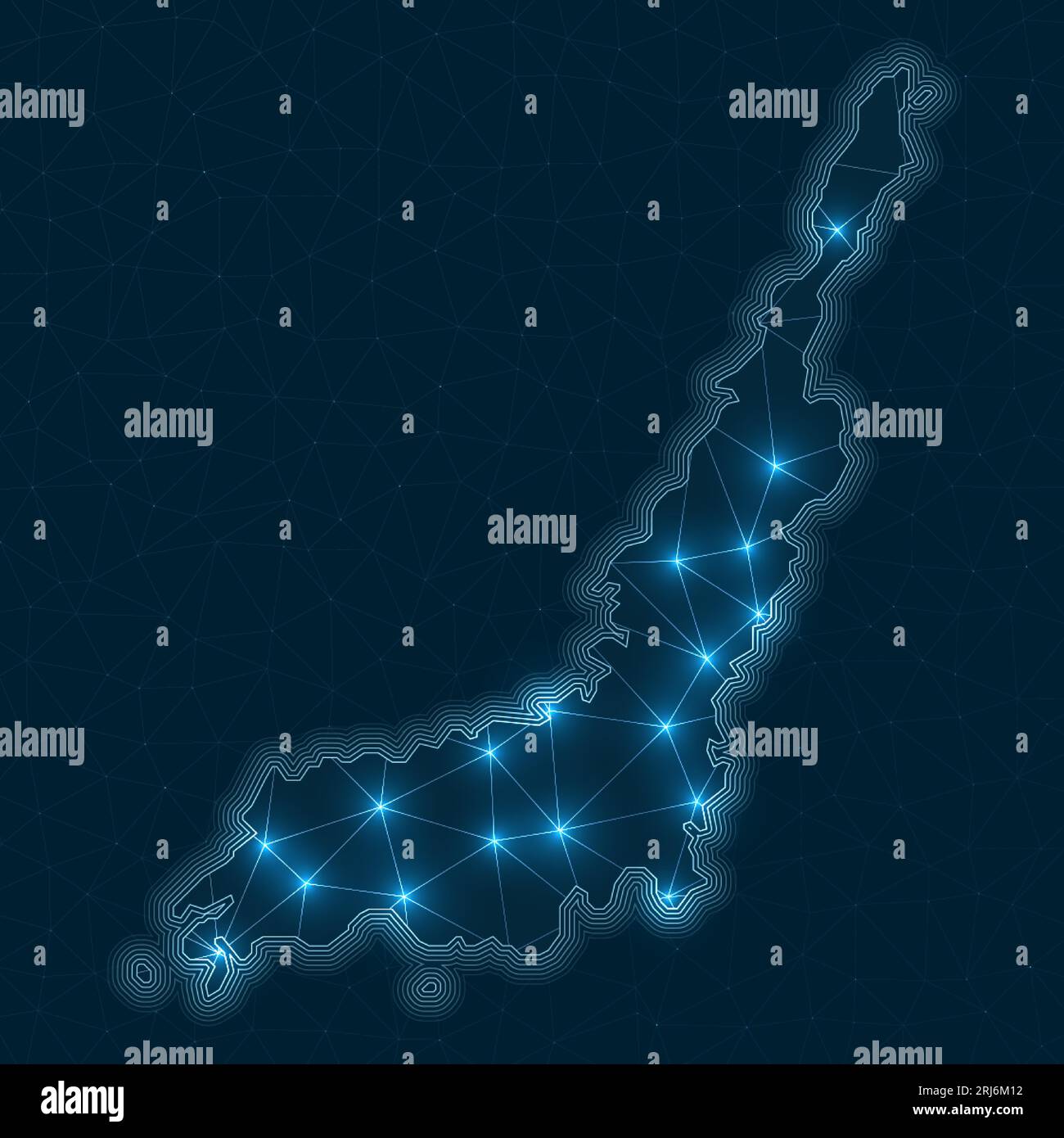 Lembeh network map. Abstract geometric map of the island. Digital ...