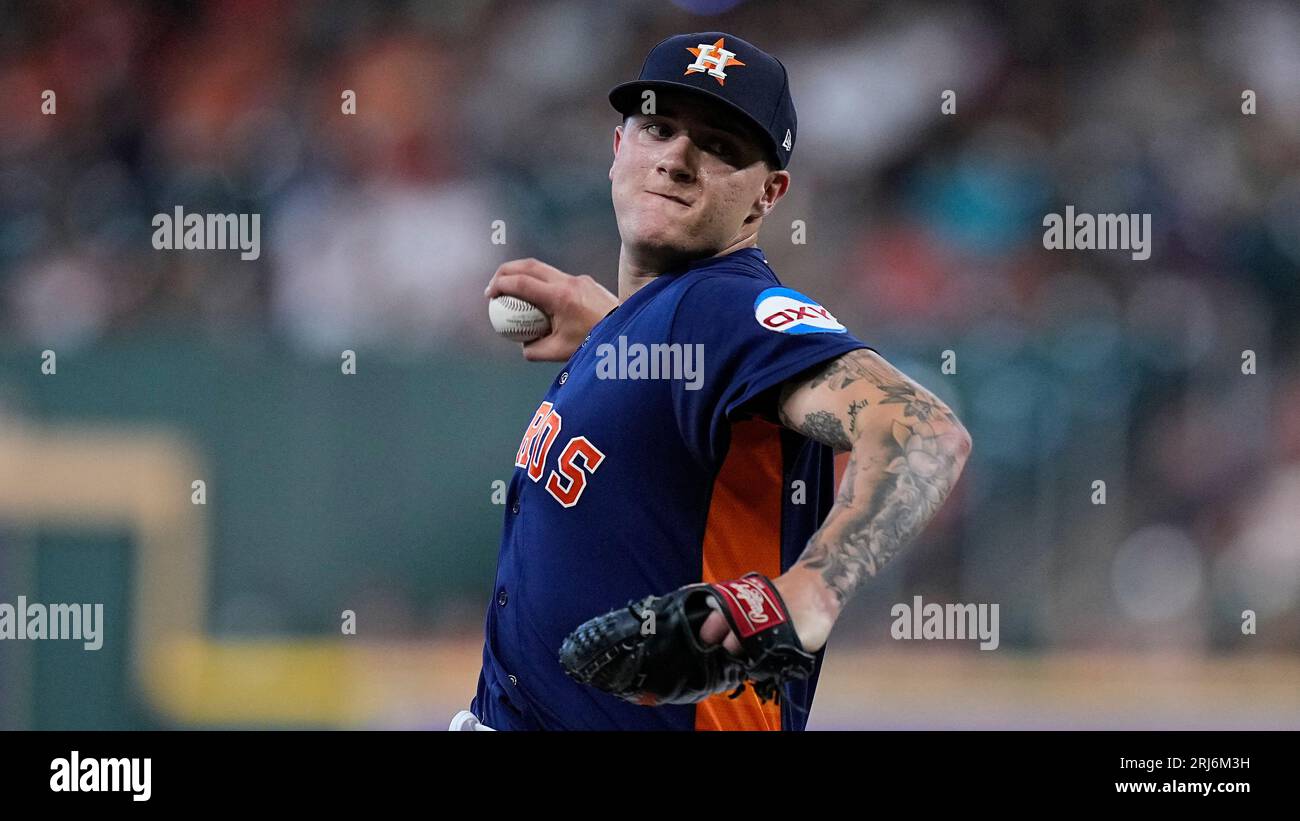 Houston Astros starting pitcher Hunter Brown delivers during the first ...