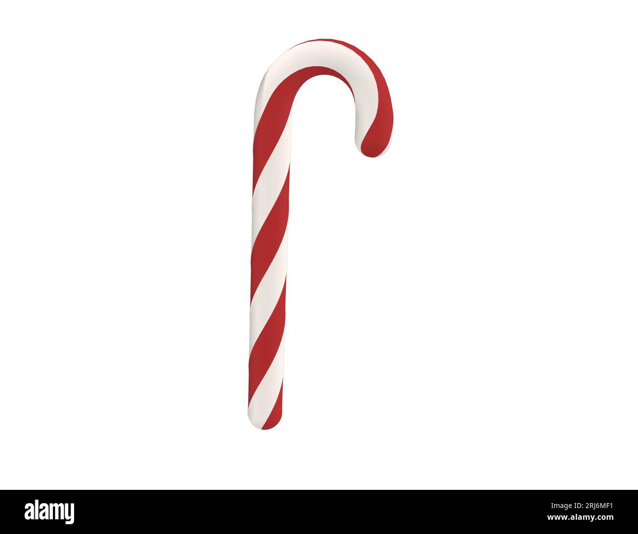 A 3D render of a festive red and white striped candy cane against a ...