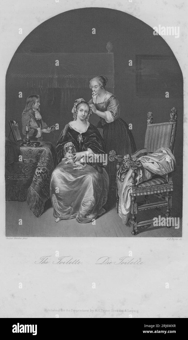 A Lady at her Toilet circa 1845 by Caspar Netscher Stock Photo - Alamy