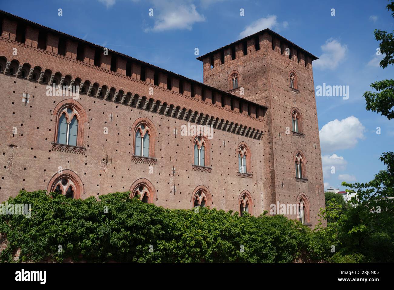 Exterior of the medieval Castello VIsconteo, castle in Pavia, Lombardy ...