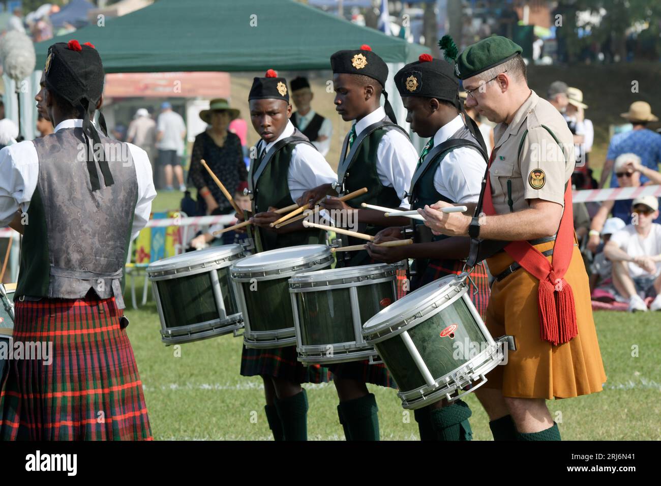 Men playing drums, Pretoria Boys pipe and drum band, 60th Annual ...
