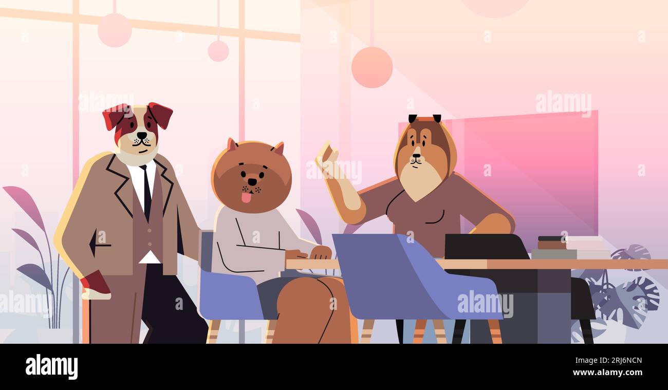 business dogs working in office animals in formal wear sitting at ...