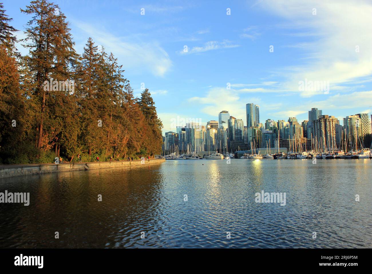 A beautiful view of downtown Vancouver in sunset light on a September ...