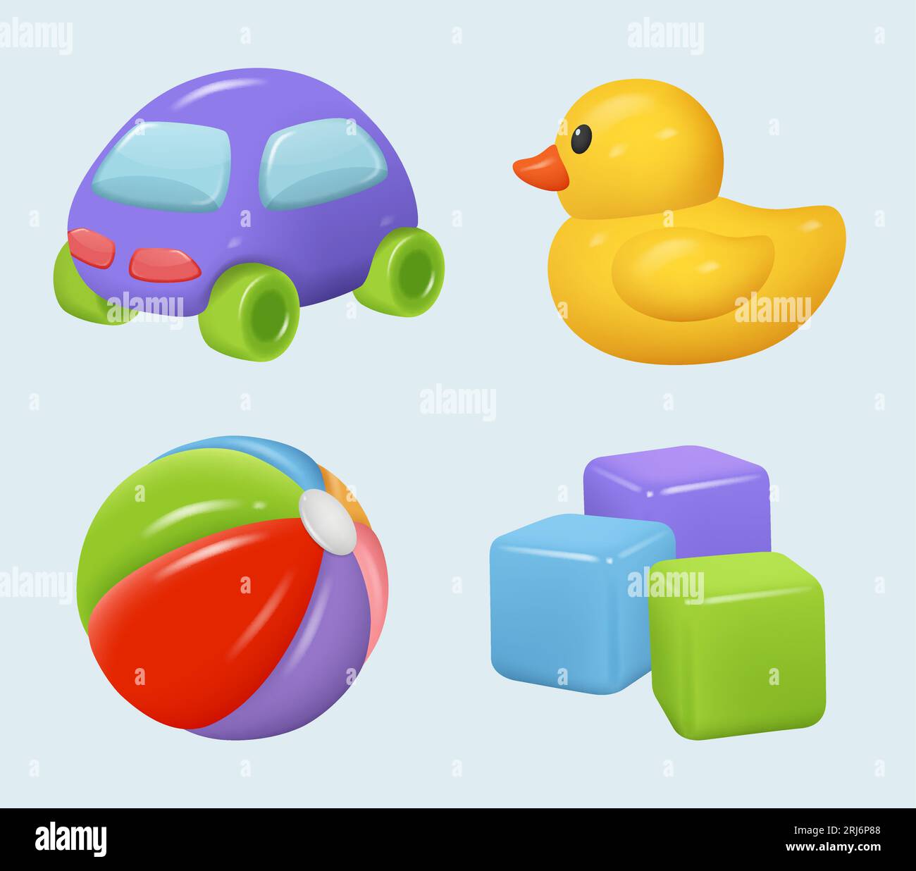 Kids toys. Realistic items for children attractions and pleasure time ...