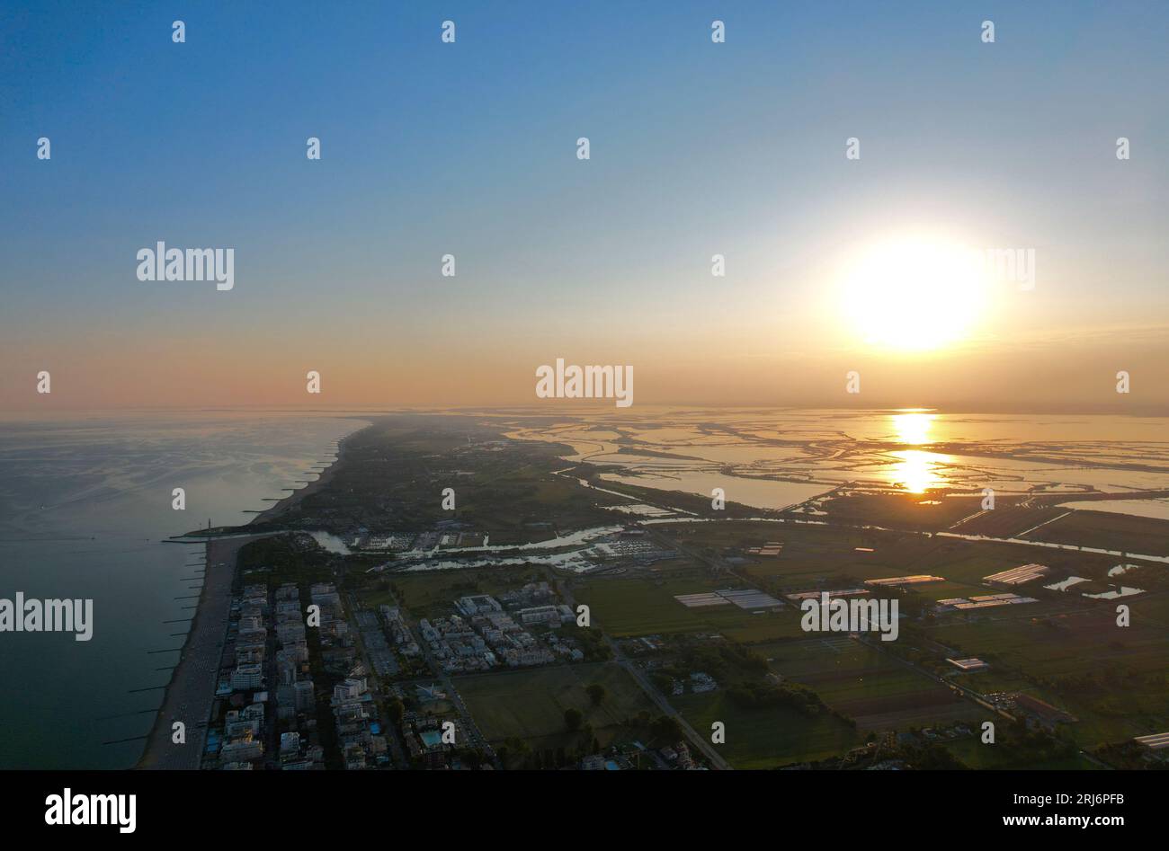 Italy, Jesolo. Lido di Jesolo, or Jesolo Lido, Europe beach and city ...