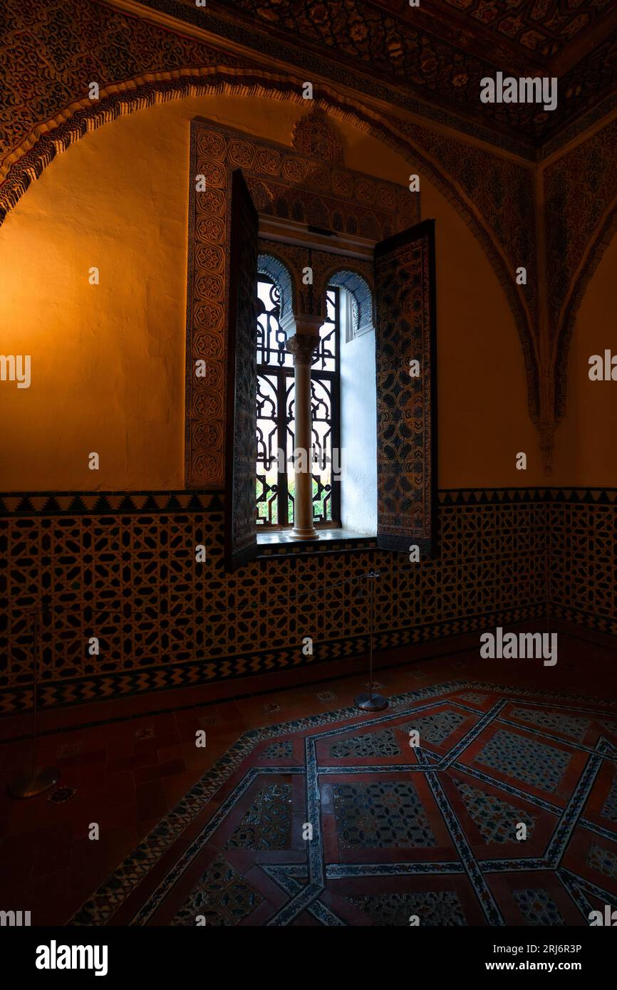 the interior courtyard of the stunning Real Alcazar in Sevilla, Spain ...