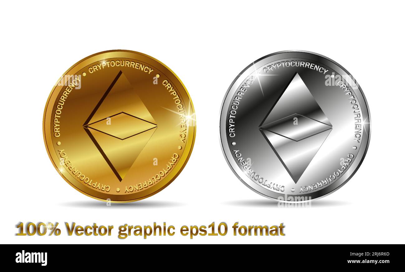 Golden end silver ethereum coin. Crypto currency blockchain coin ... Golden end silver ethereum coin. Crypto currency blockchain coin ...