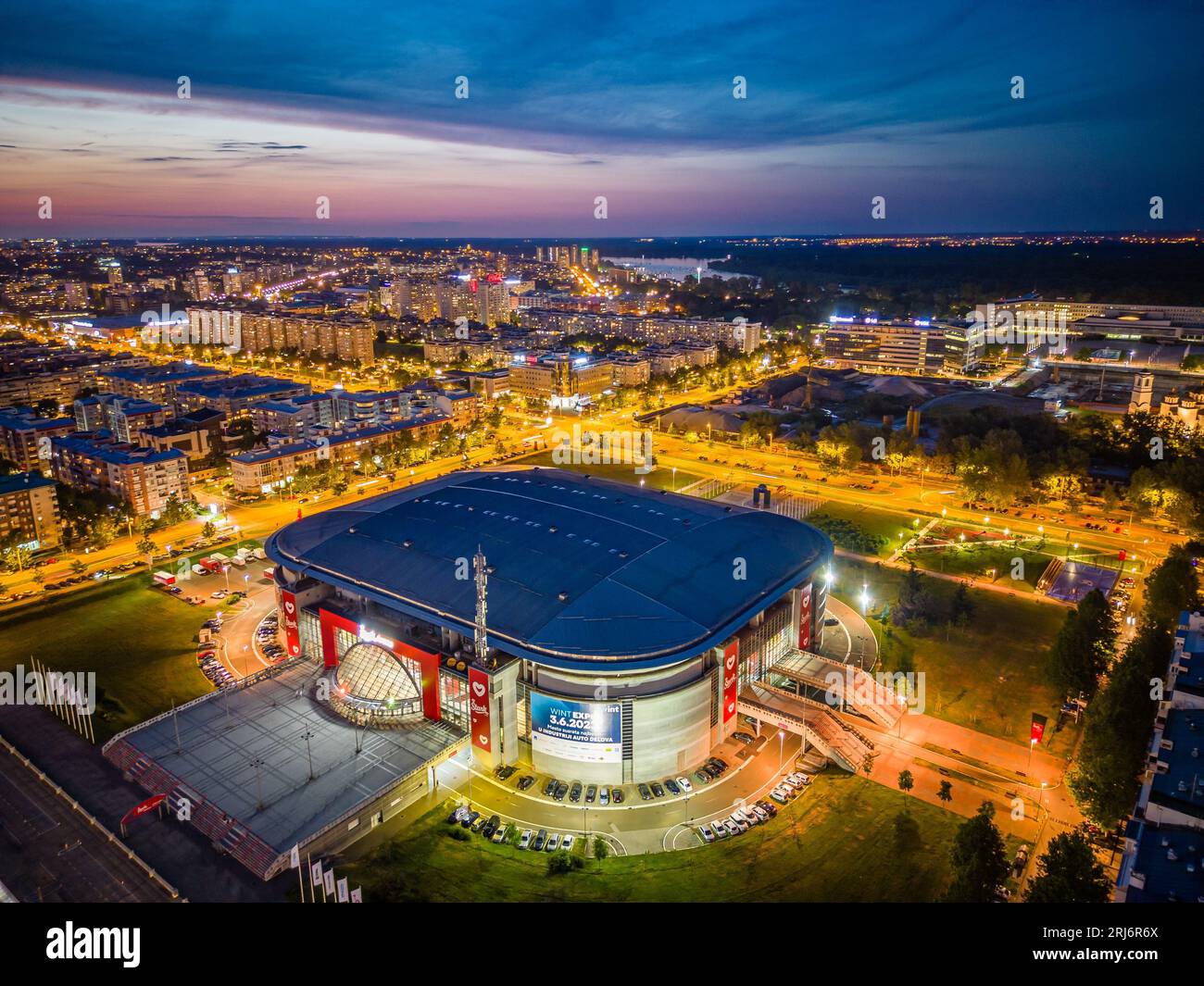 Aerial view of Belgrade Arena, also known as Stark Arena, in New ...