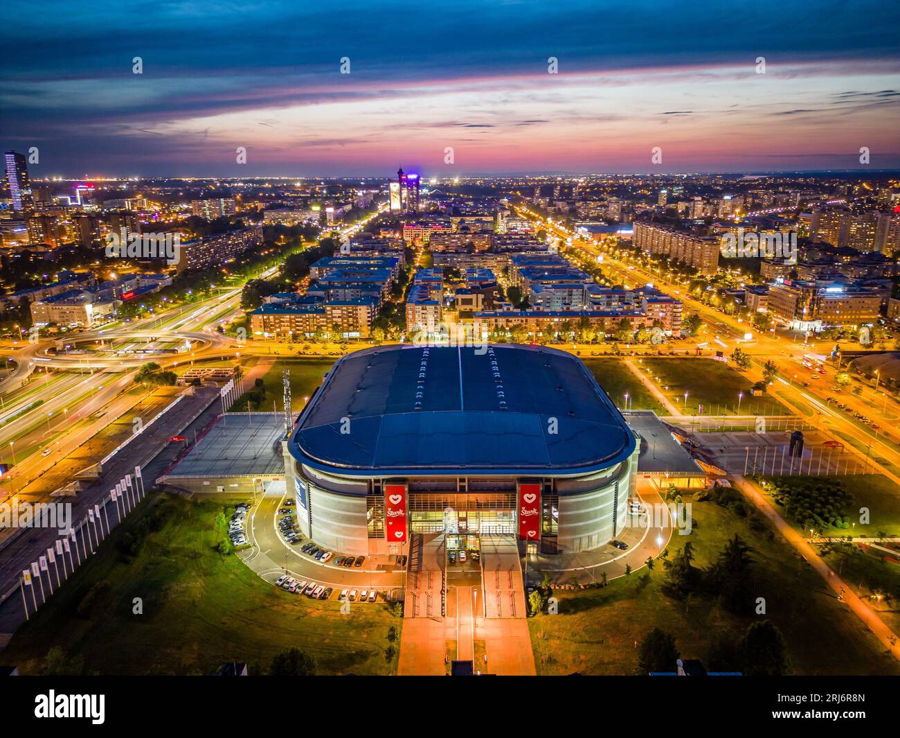 Aerial view of Belgrade Arena, also known as Stark Arena, in New ...