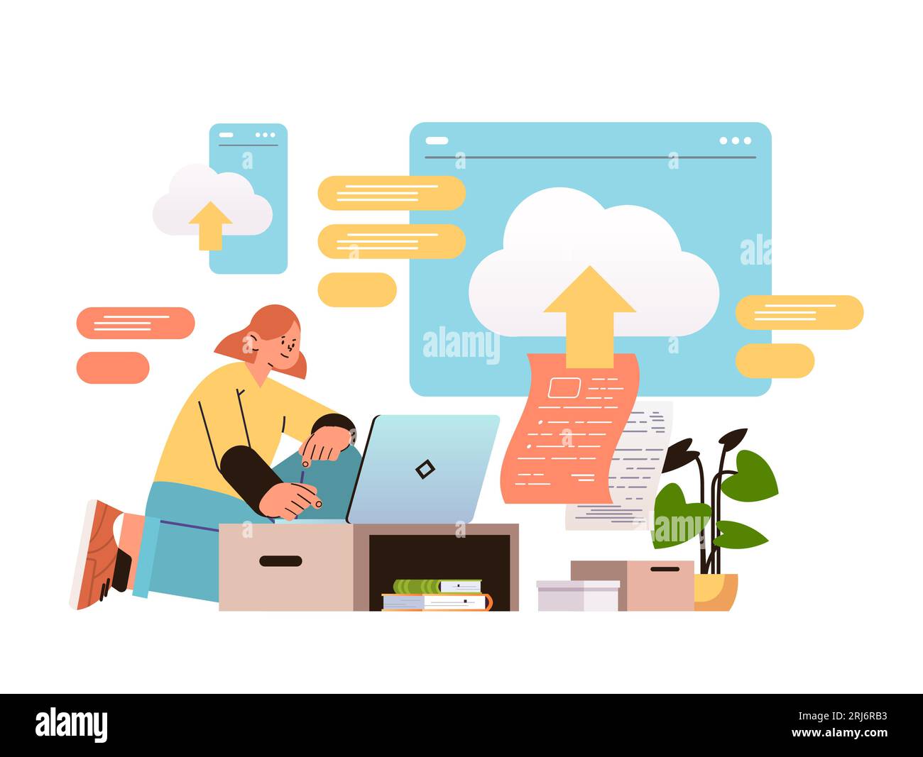 student using laptop homework submission e-learning online education ...