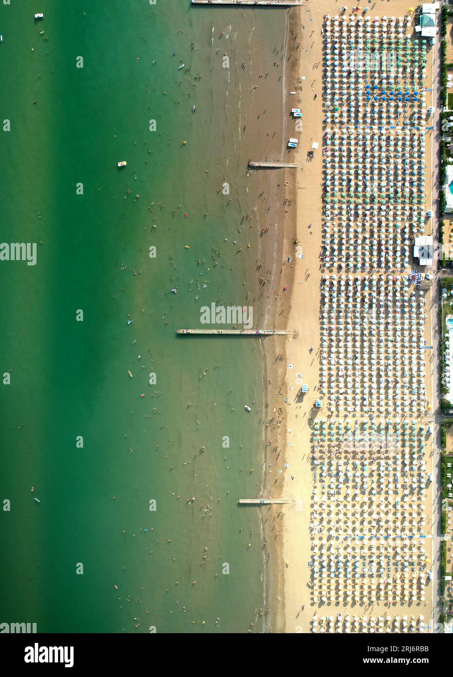 Italy. Lido di Jesolo. Europe, Venice. Beach with umbrellas. Summer. A ...