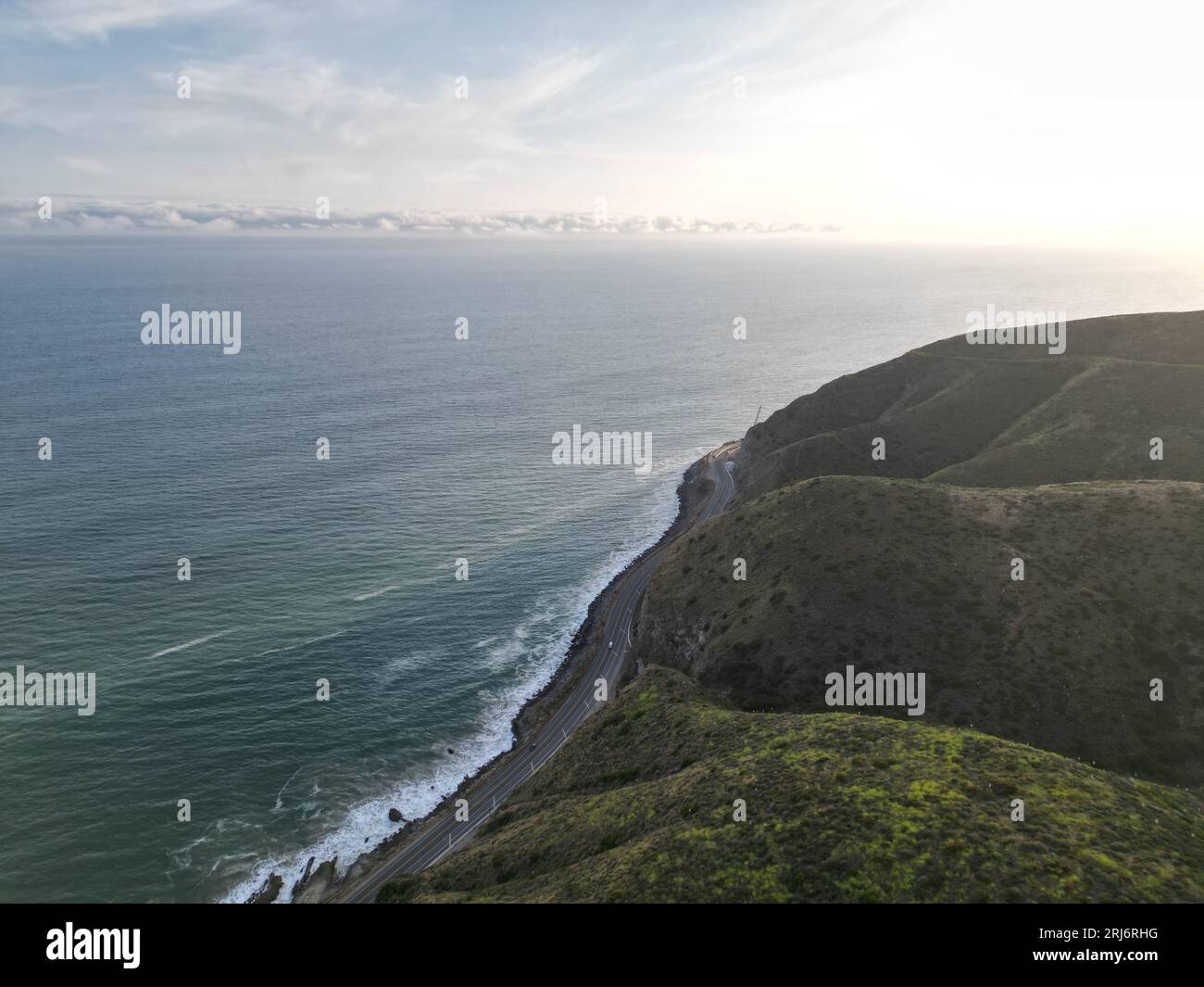 An aerial view of Pacific Coast Highway in Malibu, California Stock ...