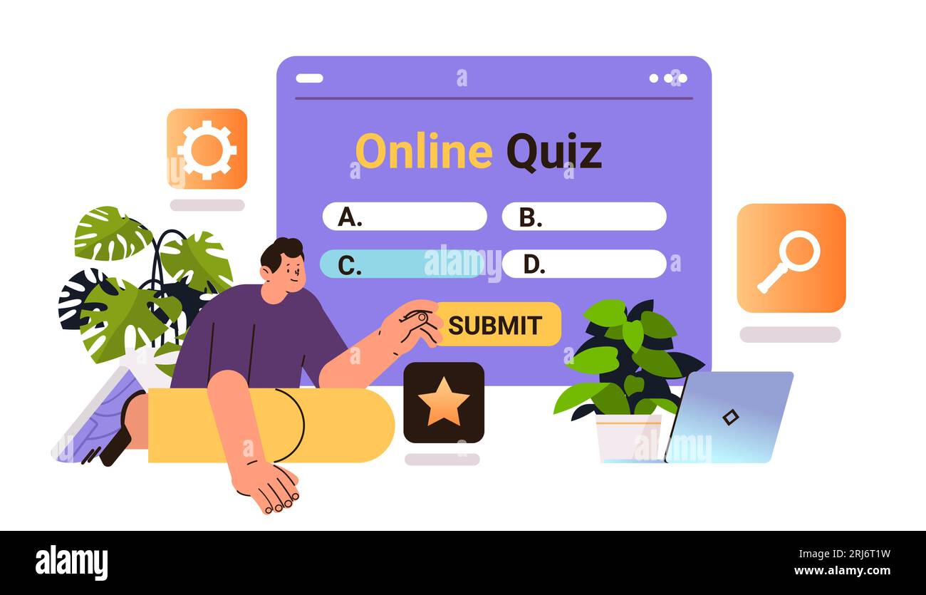 student chooses correct answer in test online quiz e-learning distance ...