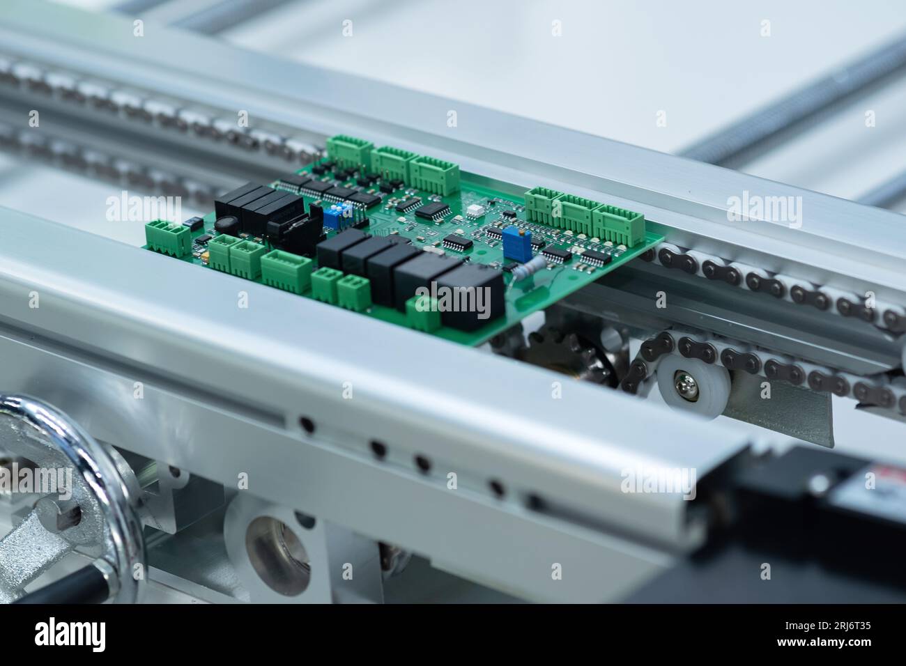 Perm, Russia - June 29, 2023: stage of PCB production on the conveyor ...