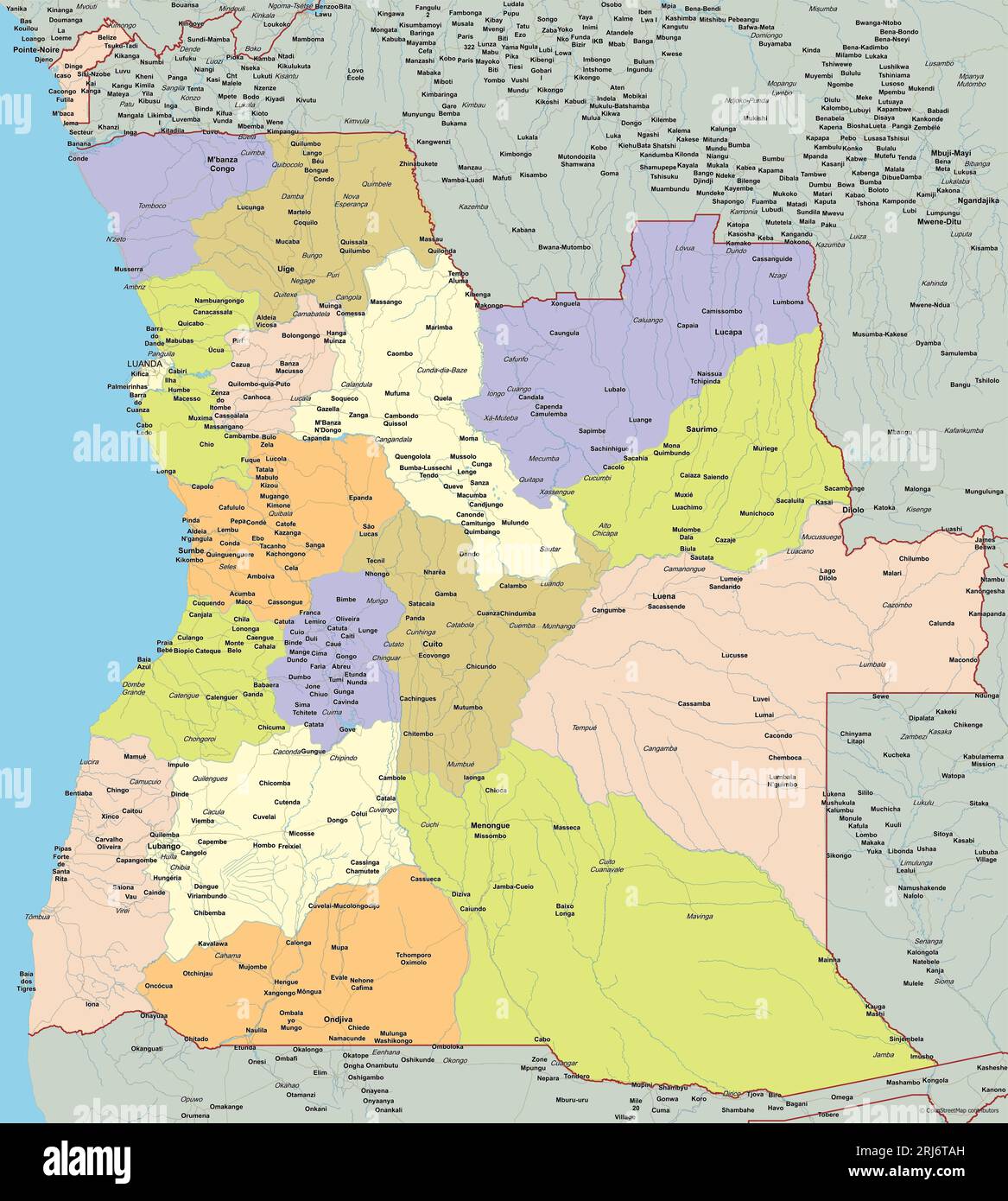 Detailed political vector map of Angola Stock Vector Image & Art - Alamy