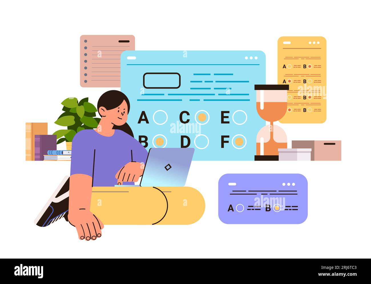 girl choosing correct answer in test online exam education e-learning ...