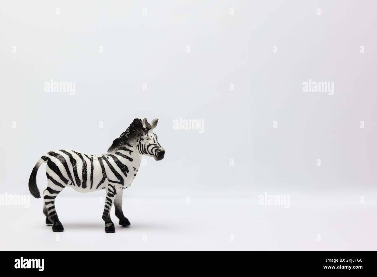 a zebra plastic toy on a white background Stock Photo - Alamy