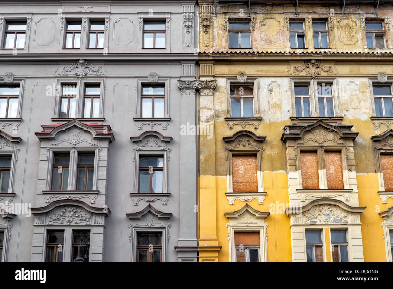 historical bulding under construction in the old town of Prague in the ...