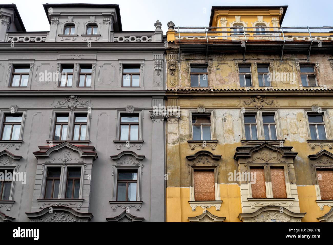 historical bulding under construction in the old town of Prague in the ...