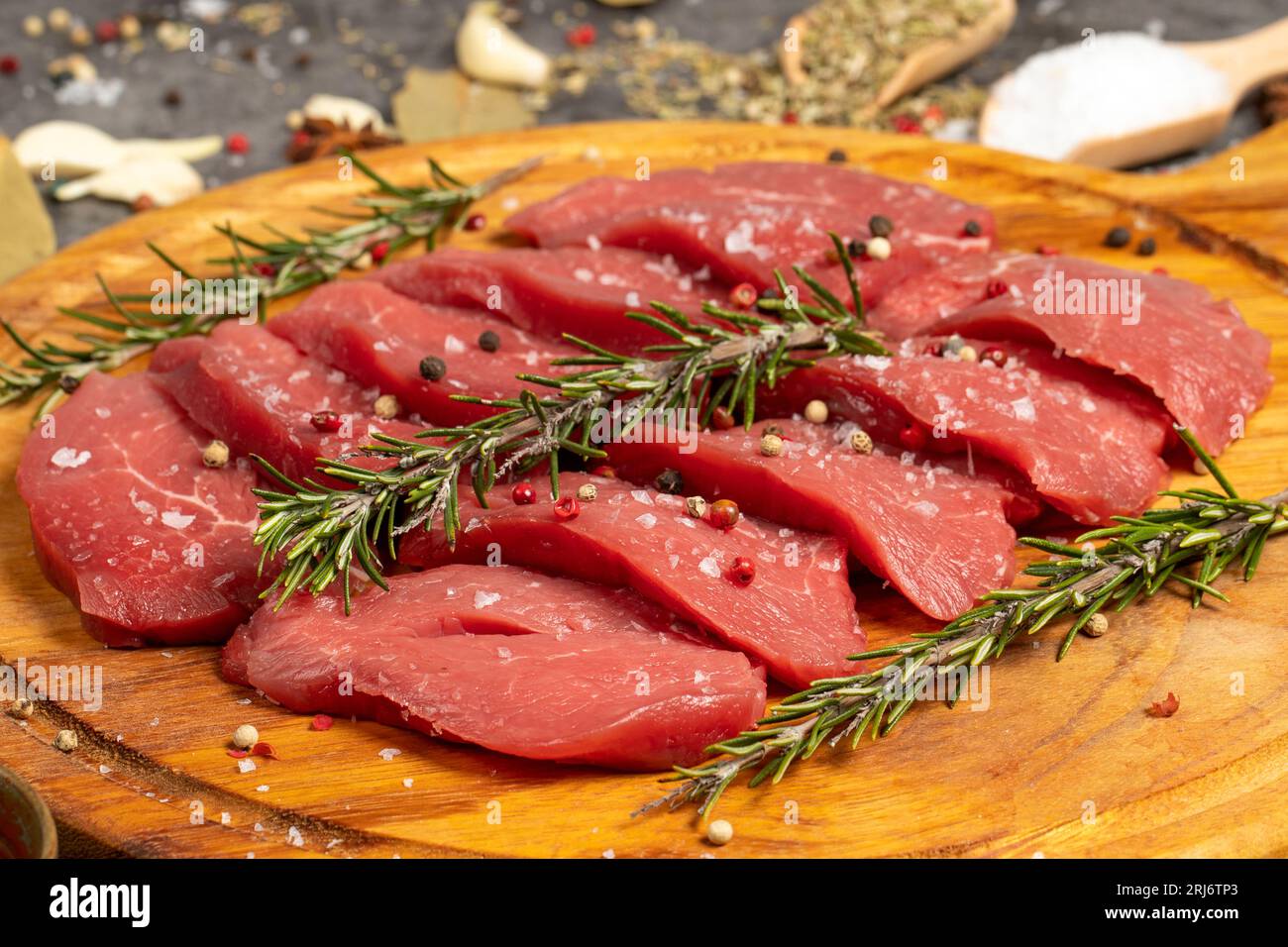 Beef Tenderloin. Fresh raw beef tenderloin on dark background. Butcher ...
