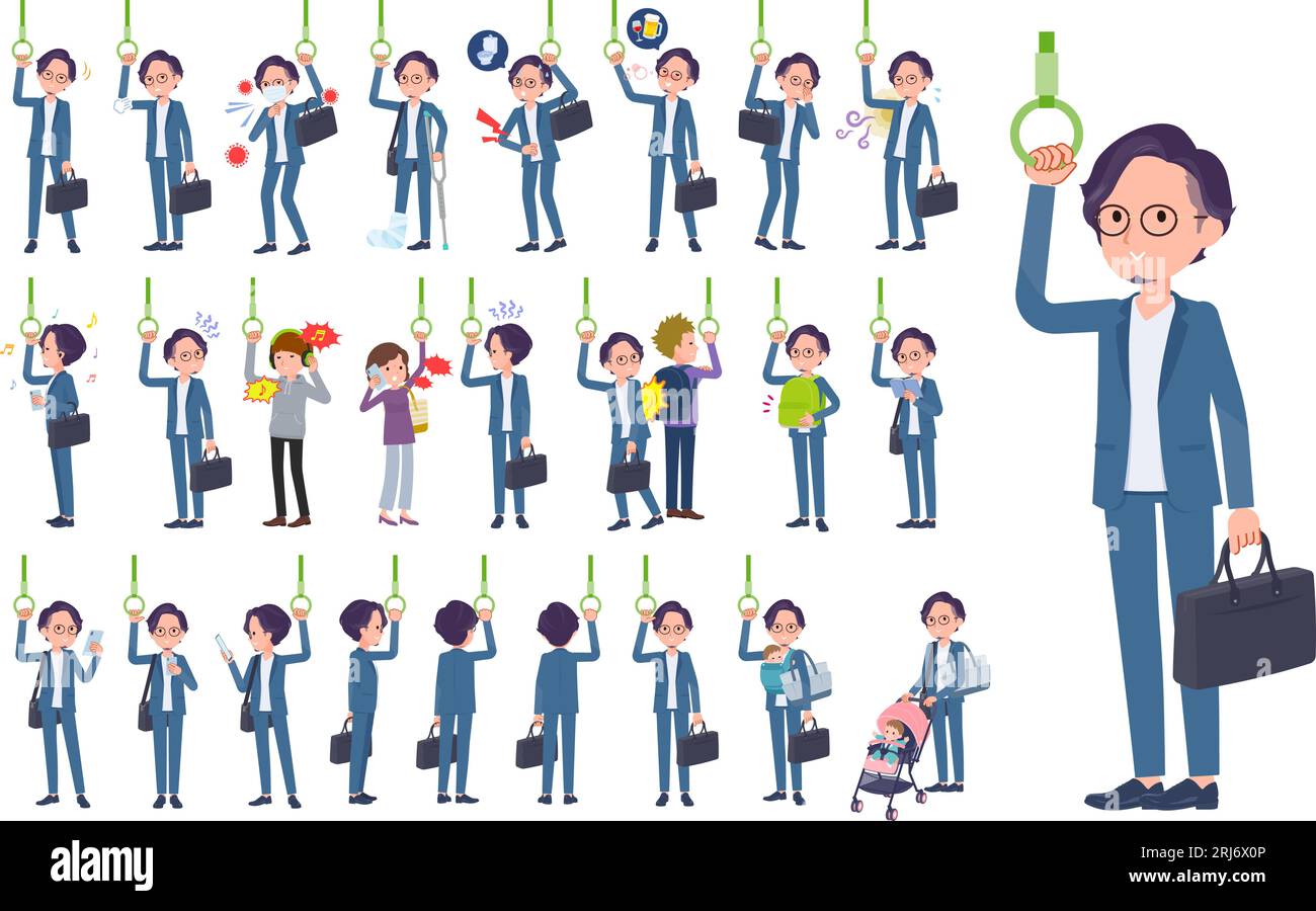 A set of business man on the train.It's vector art so easy to edit ...