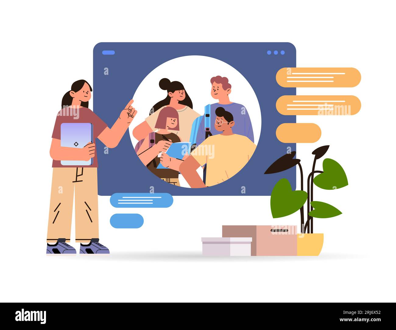 businesspeople working by group video call virtual conference team ...