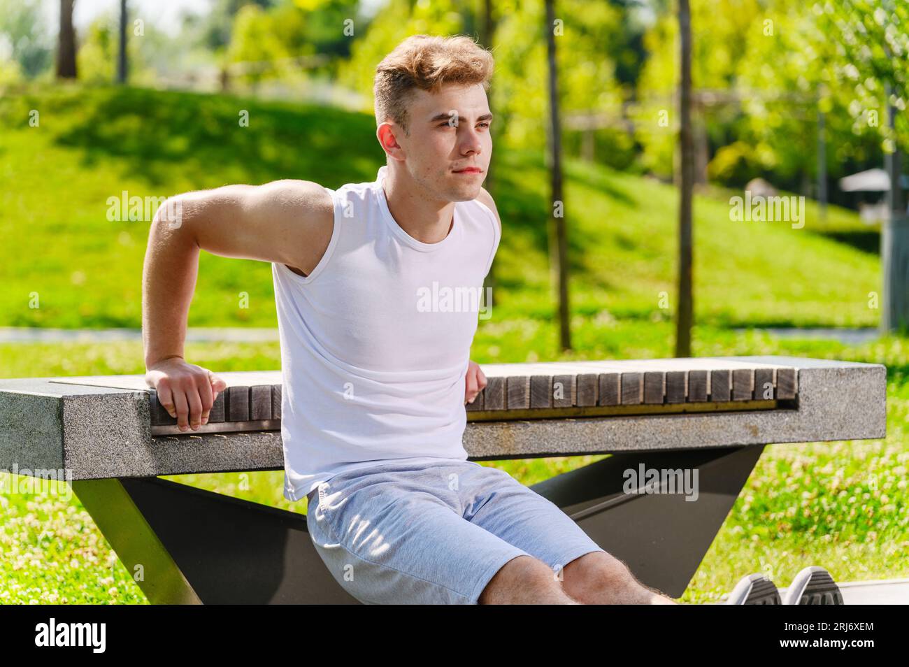 Triceps dip man hi-res stock photography and images - Alamy