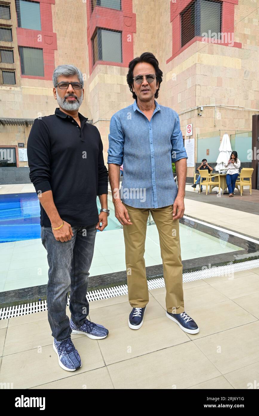New Delhi, India. 21st Aug, 2023. Director Sudhanshu Sharma (L) and Indian Actor Kay Kay Menon ...