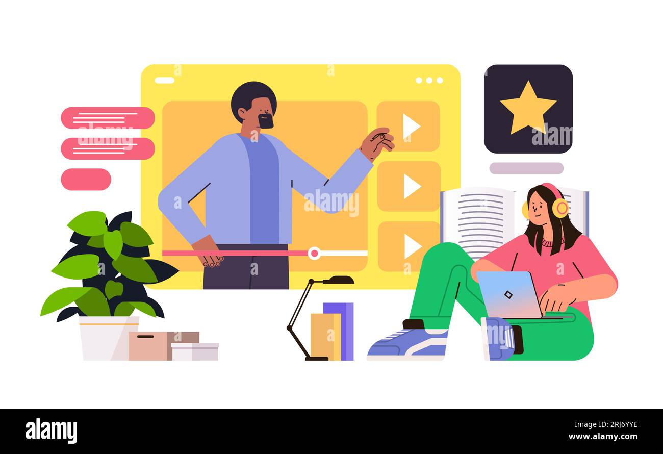 Students watching video classroom Stock Vector Images - Alamy