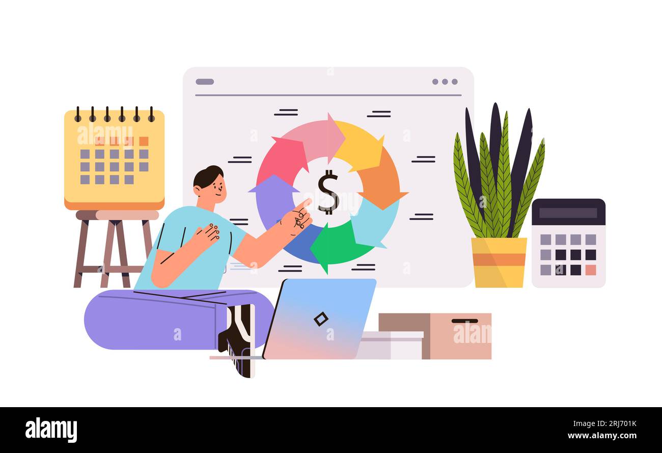 man analyzing personal budgeting chart on laptop data analysis ...