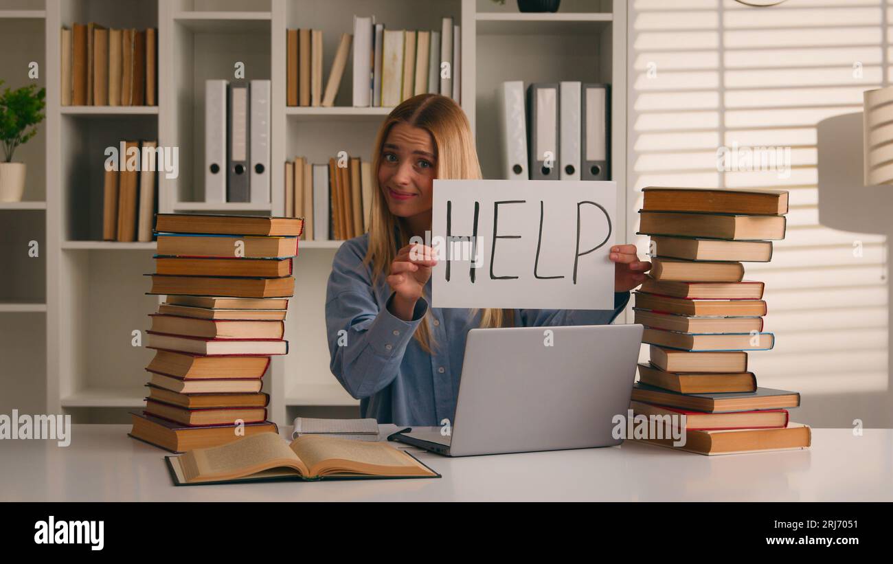 Confused tired student girl teen high school pupil exhausted stressed ...