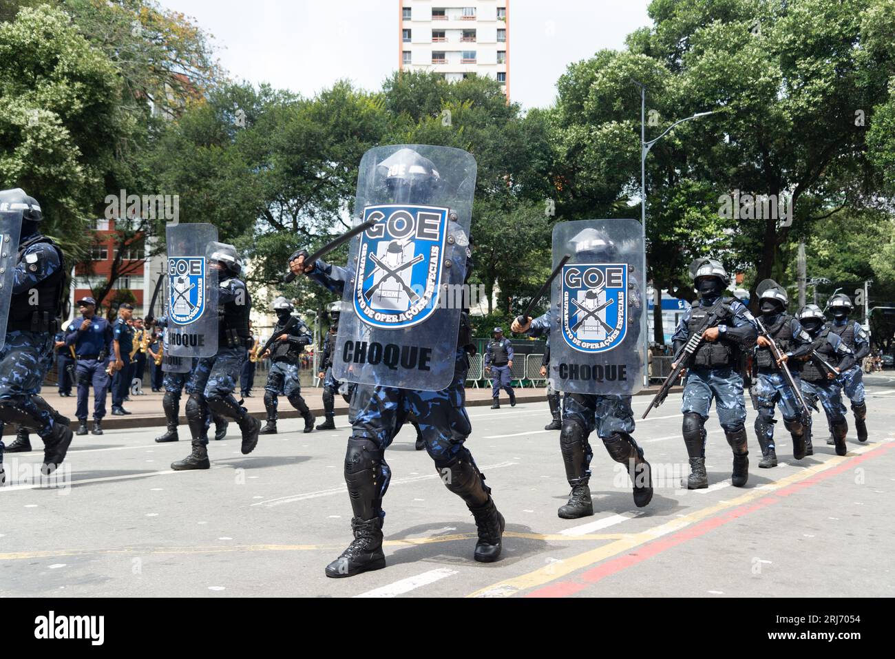 Salvador, Bahia, Brazil - September 07, 2022: Soldiers from the riot ...