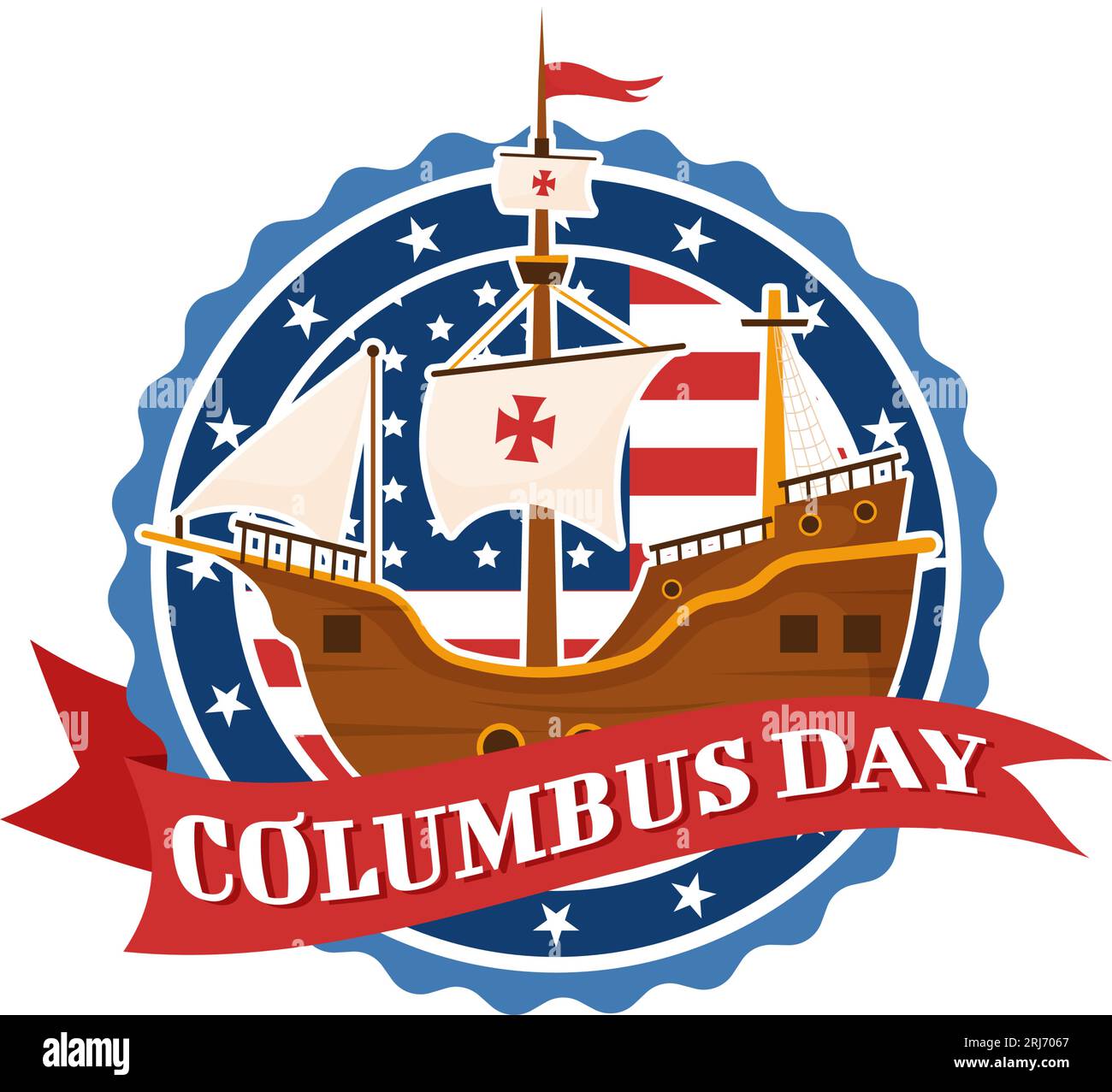 Happy Columbus Day Vector Illustration of National Usa Holiday with ...