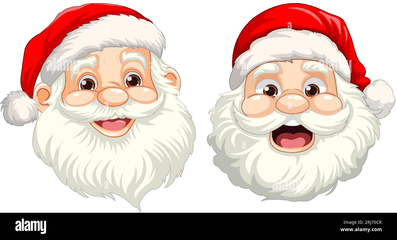Two happy and smiling Santa Claus illustrations in a vector cartoon ...