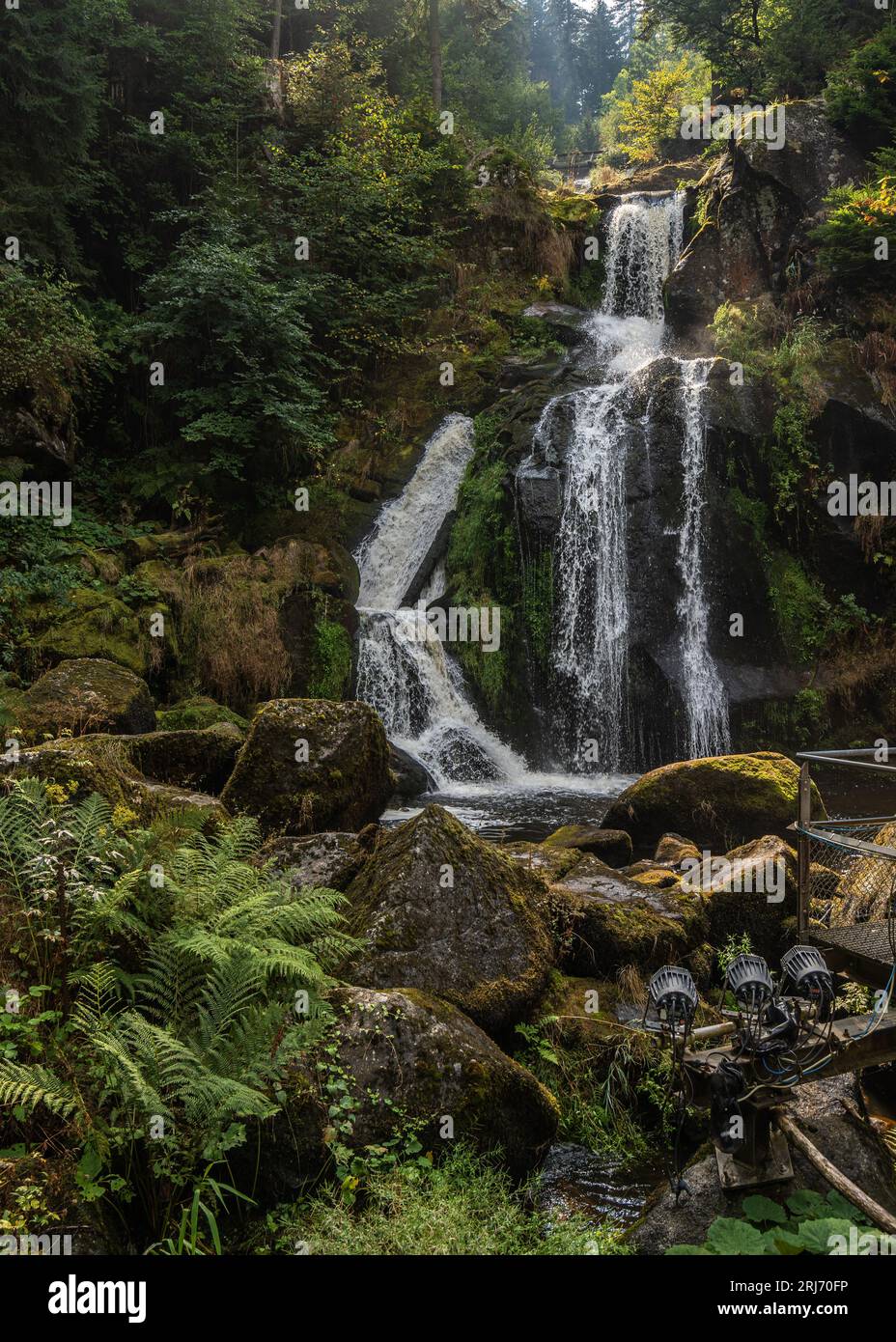 A vertical shot of Triberg Waterfalls, the highest waterfalls in ...