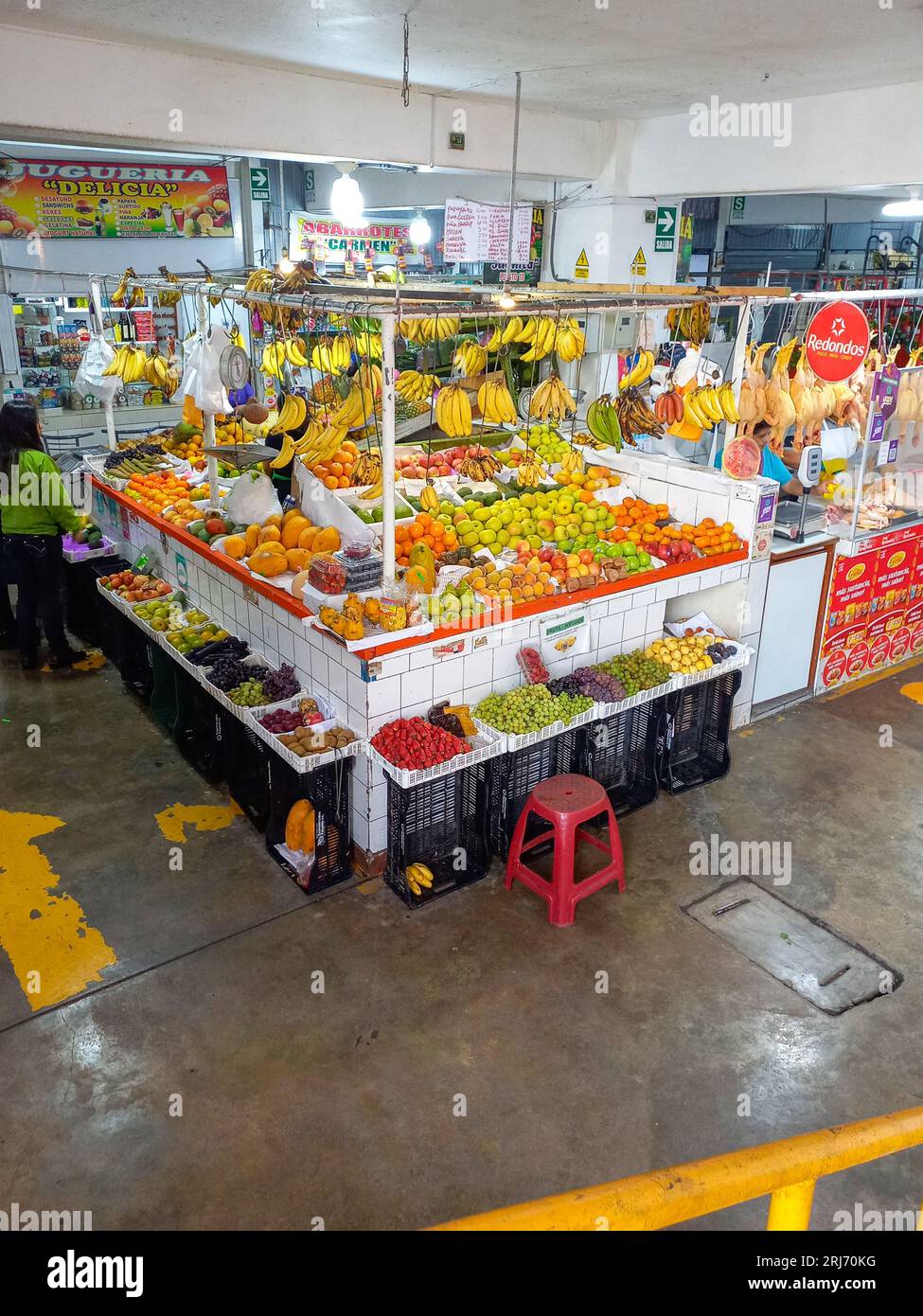 fruit and vegetable stalls in a popular neighborhood market Stock Photo ...